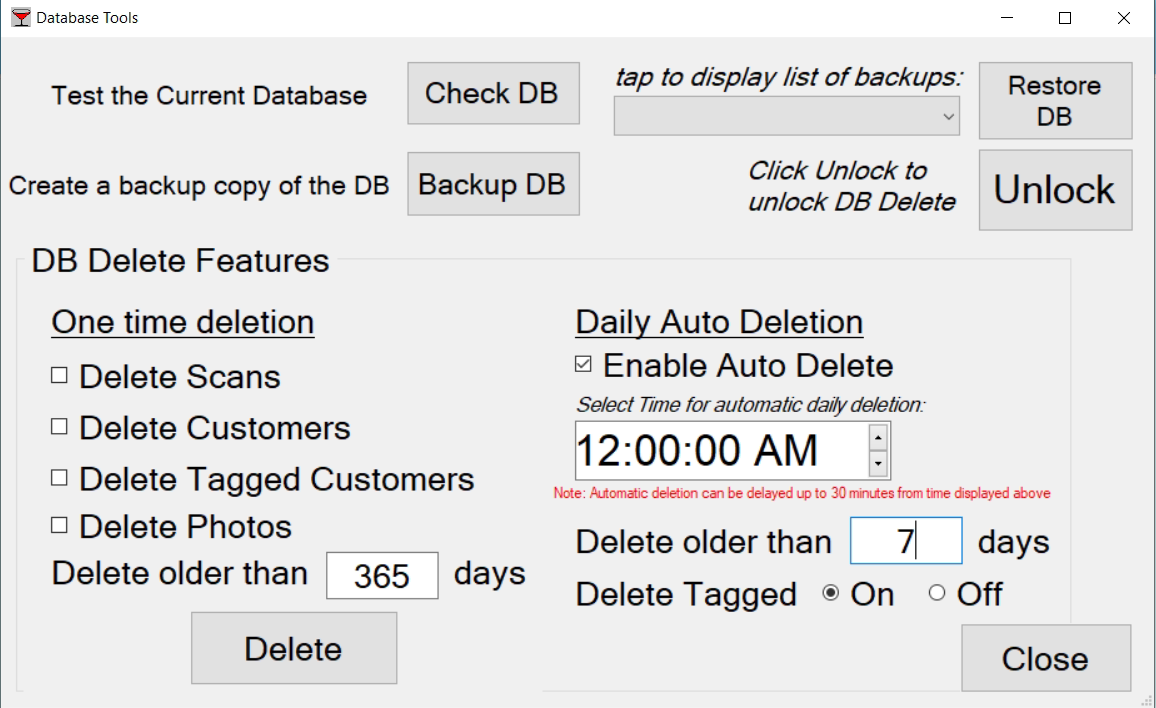 How to enable auto delete on AgeVisor Touch